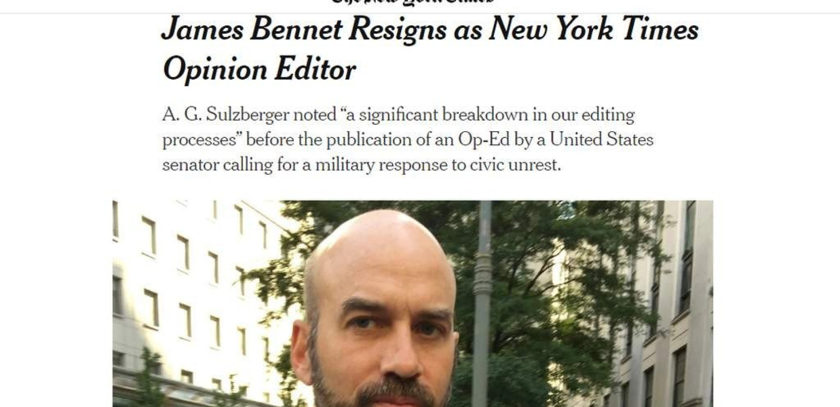 Αρχισυντάκτης των New York Times παραιτήθηκε εξαιτίας άρθρου που δημοσίευσε
